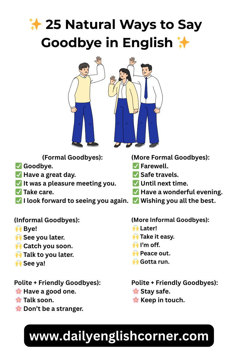 25 Natural Ways to Say Goodbye in English