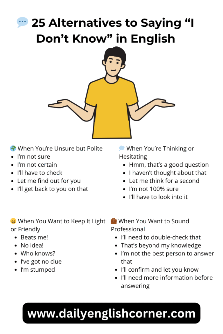 25 Alternatives to Saying I Don’t Know in English